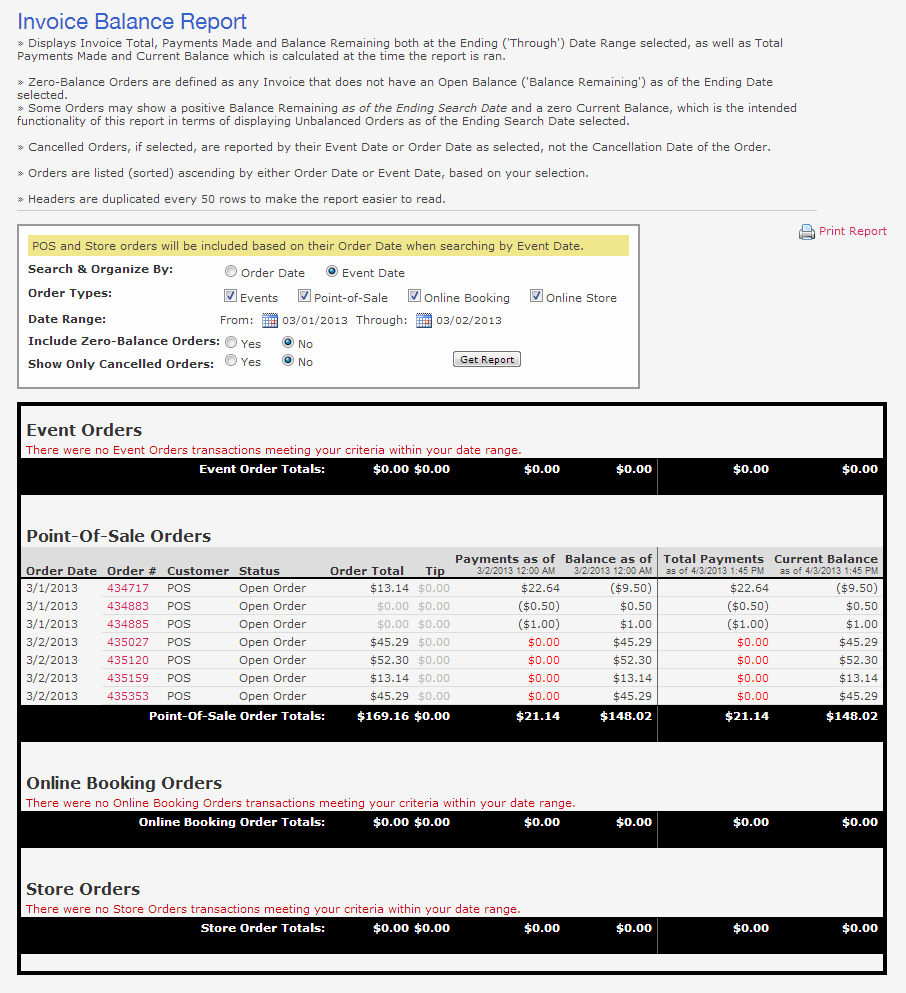 Invoice Balance Report – PCS Help